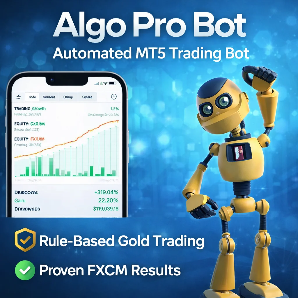 Algo Pro Bot MT5 V2.0 - MYFXBook 22% DD & 319% Gain